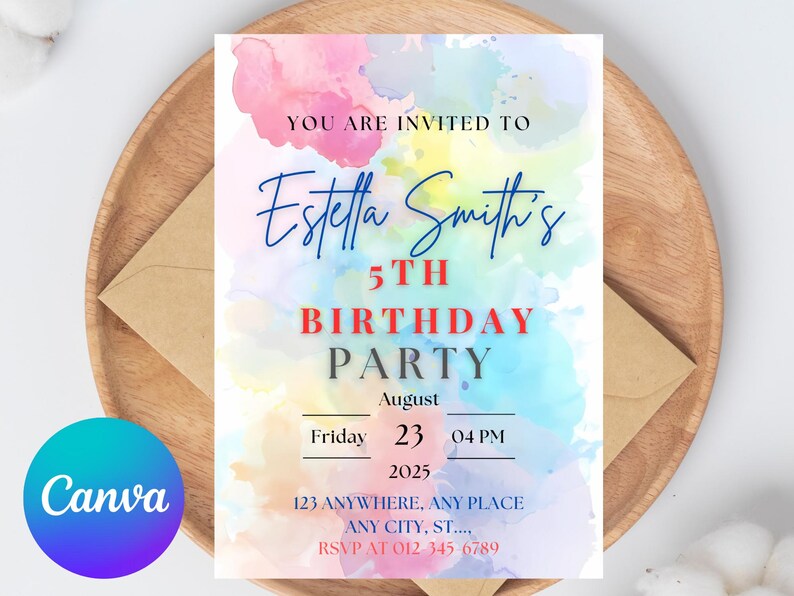 Editable Color Party Invitations, Colour Splash Party, Rainbow Invite ...