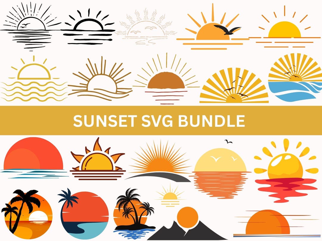 Sunrise Svg|retro Sunset SVG Bundle|sunrise Clipart|vintage Retro ...