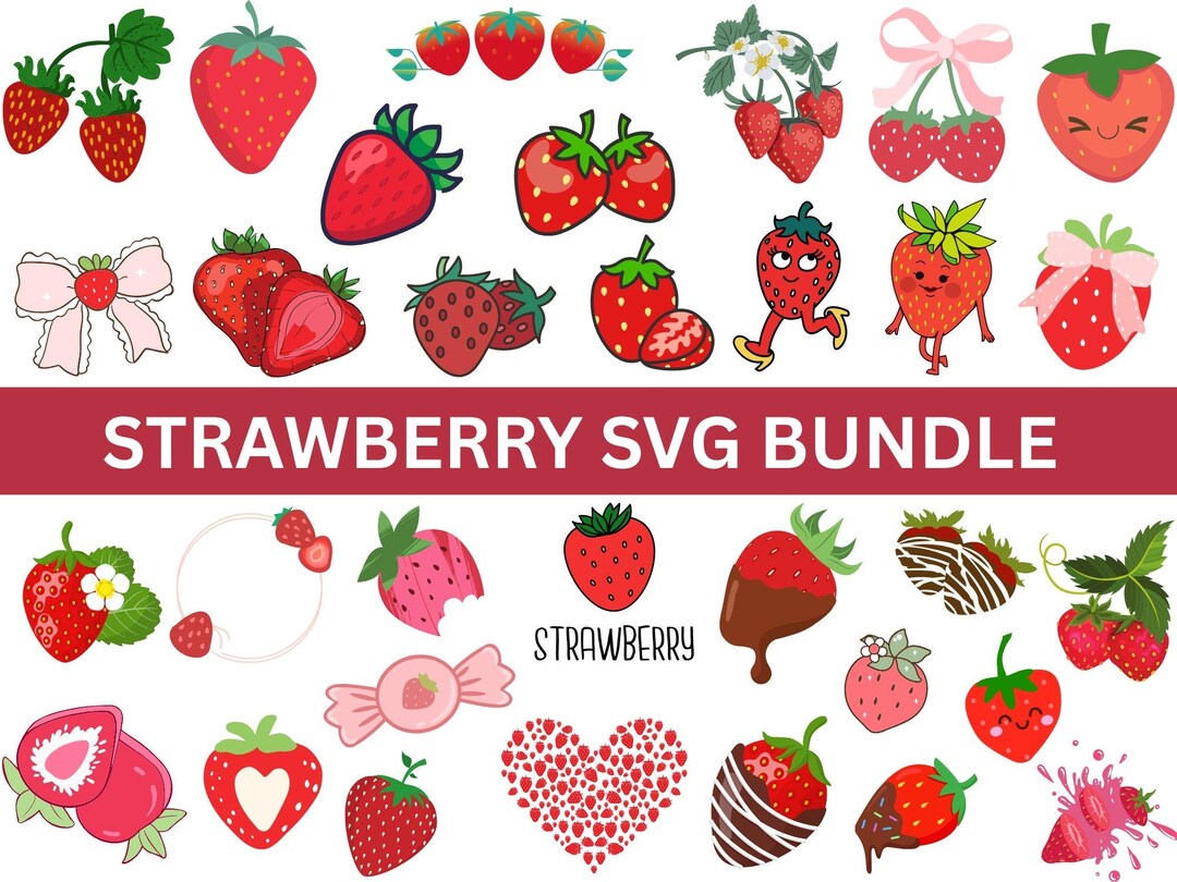 Strawberry Svg Bundle,strawberry Vector,strawberry Clipart,strawberry ...