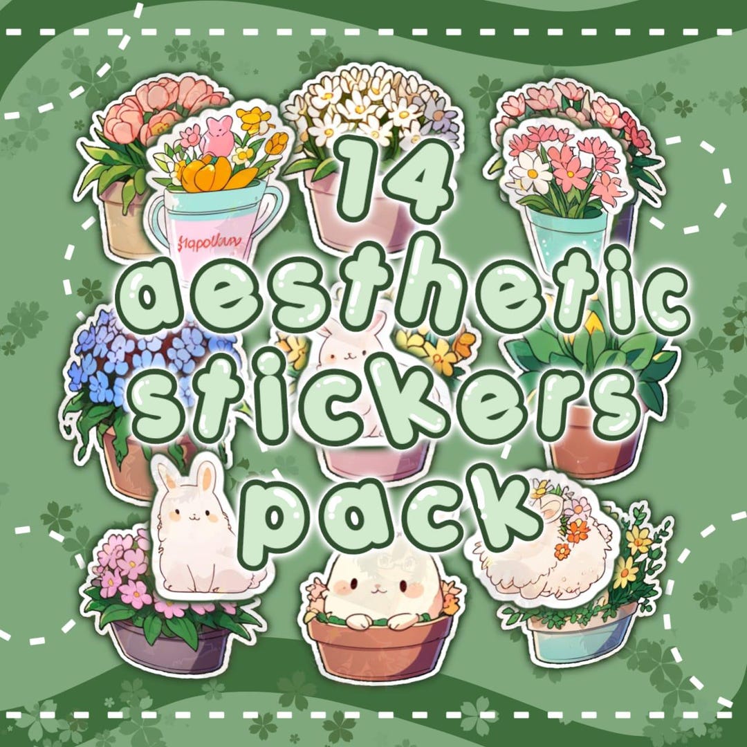 14 Aesthetic Spring-themed Sticker Pack - Cute Bunnies, Fluffy Sheep ...