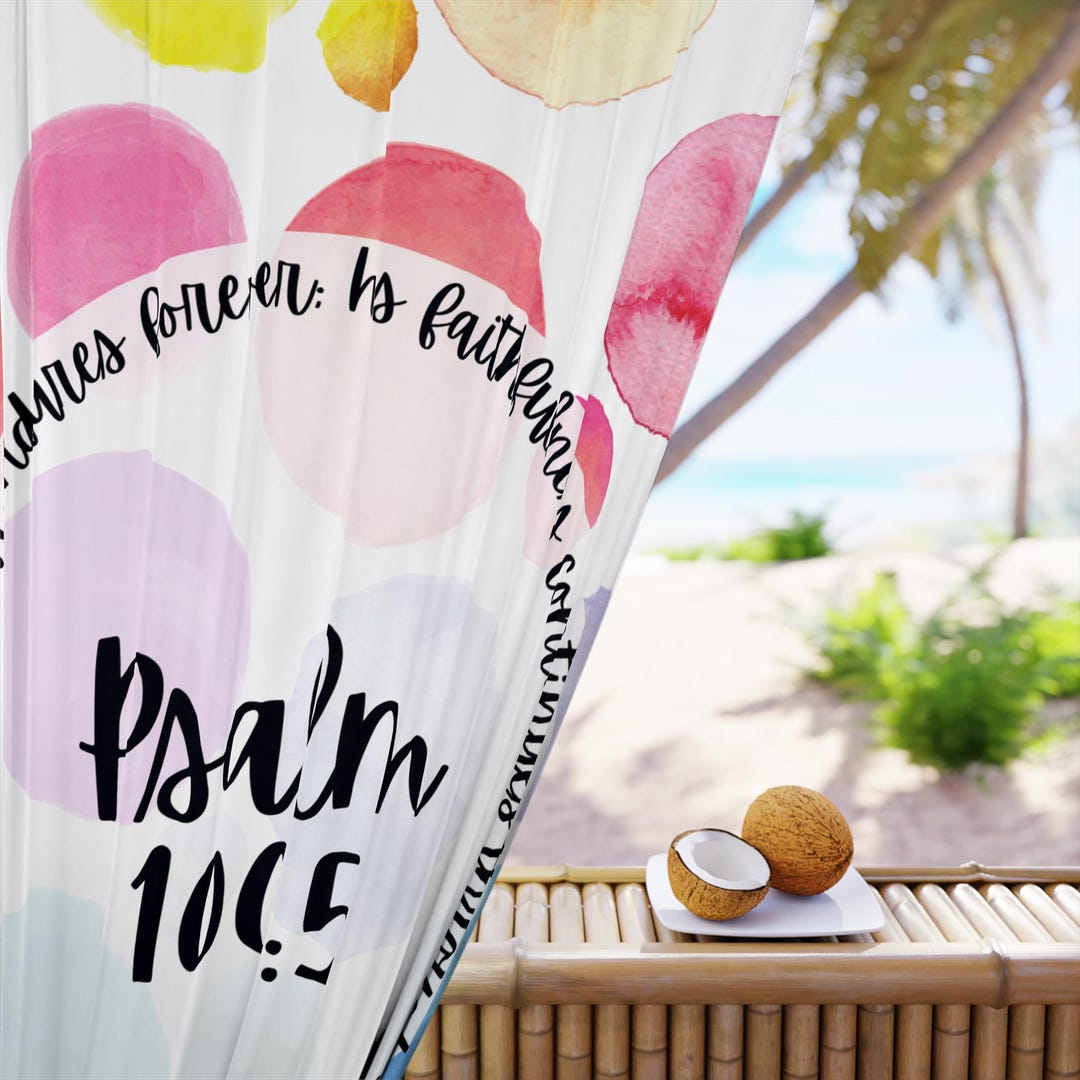 Inspirational Watercolor Psalm Window Curtain, Bible Verse Home Decor ...