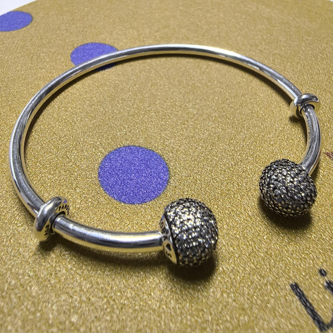 Pandora Open Bangle Silver Bracelet, Sparkling Charm Bracelet, Simple ...
