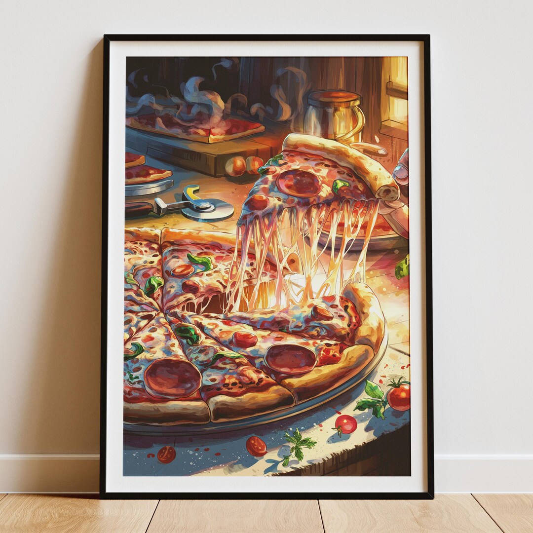 Pizza Poster, Pizza Art Print, Food Art Wall Decor, Kitchen Wall Art ...