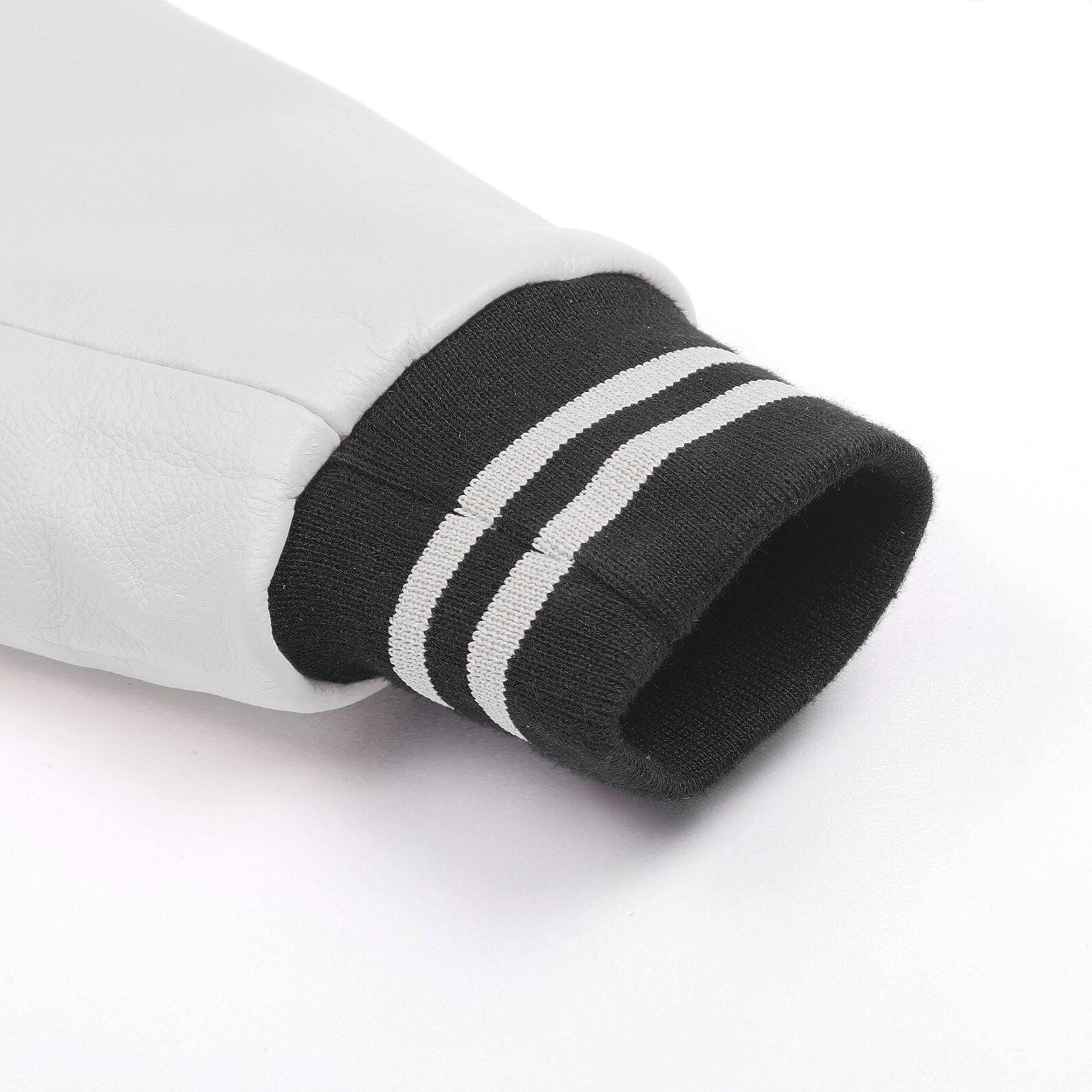 Black and White Varsity Jacket Wool Body and Leather Arms Letterman ...