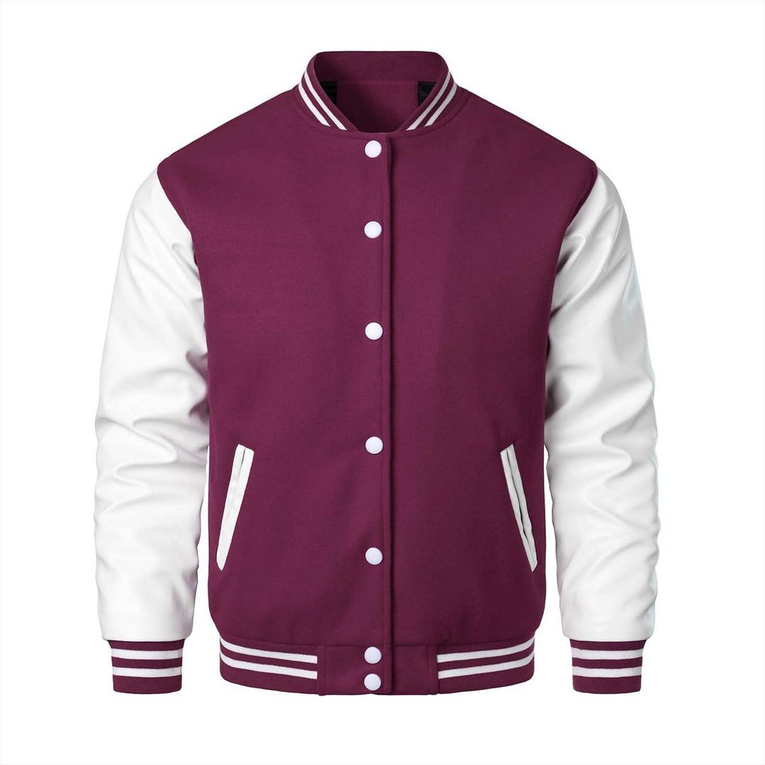 Burgundy and White Varsity Jacket Blank Unisex Letterman Jacket - Etsy