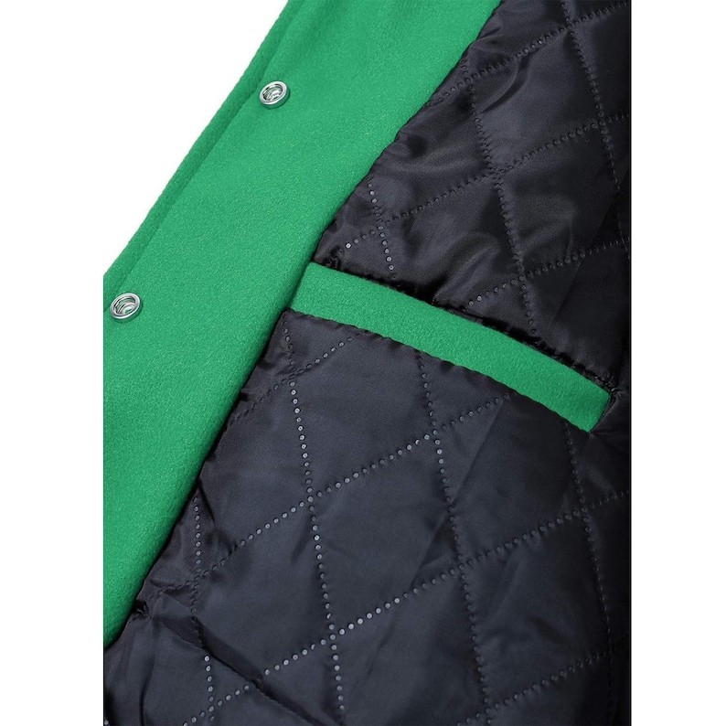 Green and White Varsity Jacket Blank Letterman Jacket in Green Wool ...