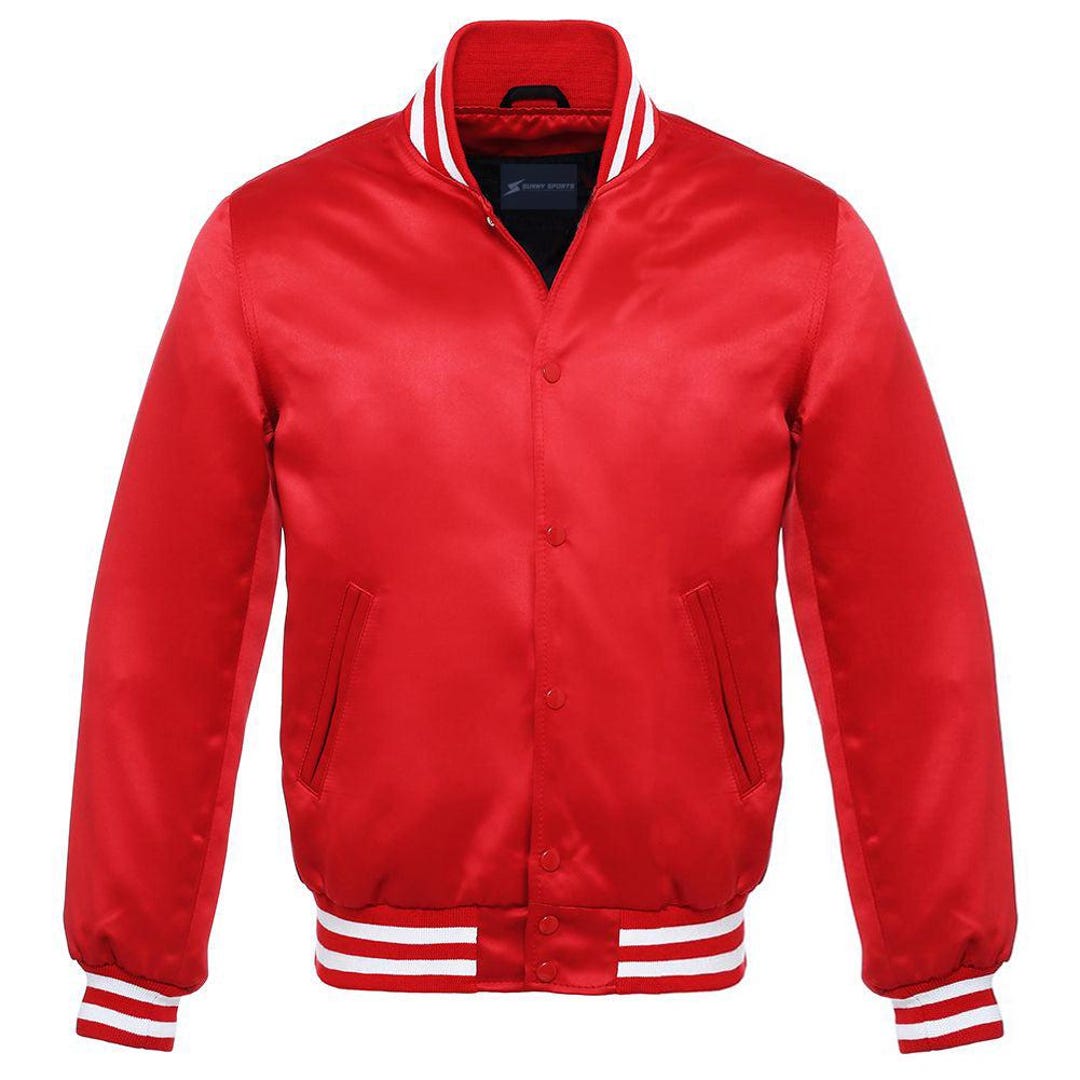 Multi Colors Satin Varsity Jacket | Custom Letterman | Shiny College ...