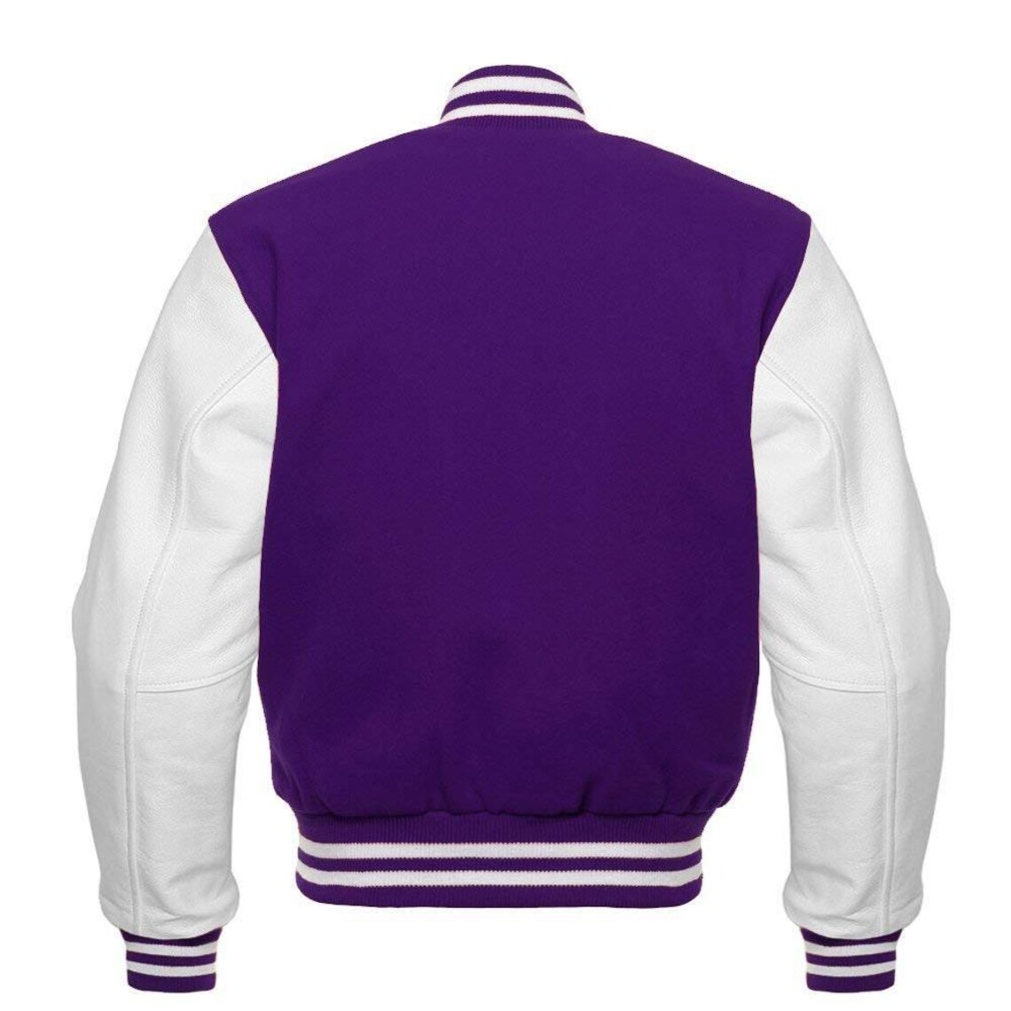 Purple and White Varsity Jacket Wool Body and Leather Arms Letterman ...