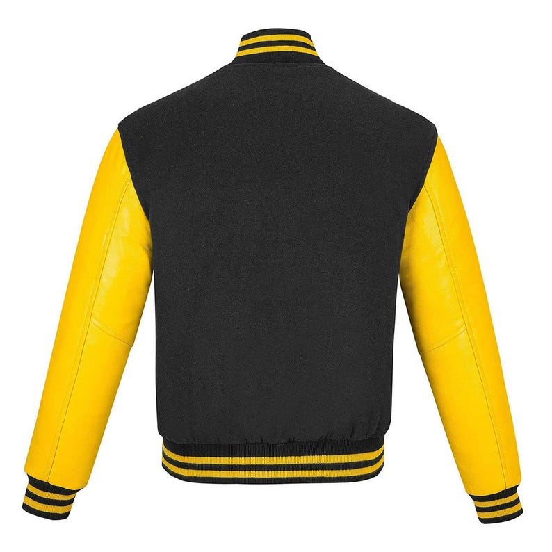 Black and Yellow Varsity Jacket Wool Body and Leather Arms Letterman ...