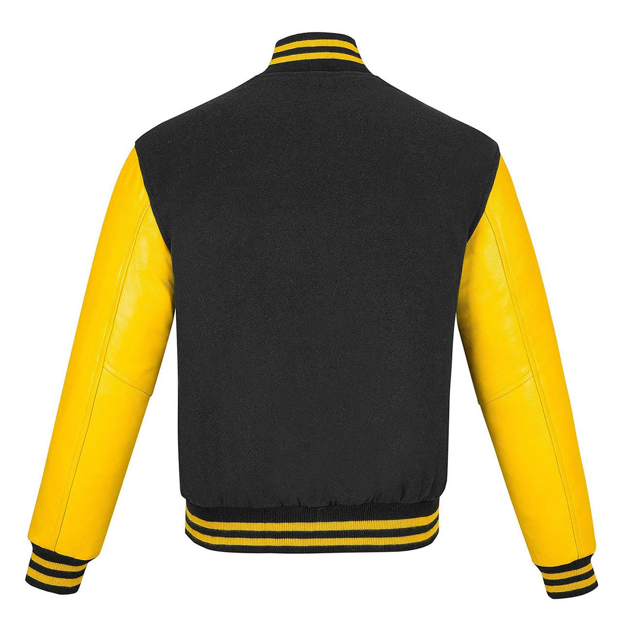 Black & Yellow Wool Varsity Jacket | Leather Sleeve College Jacket - Etsy