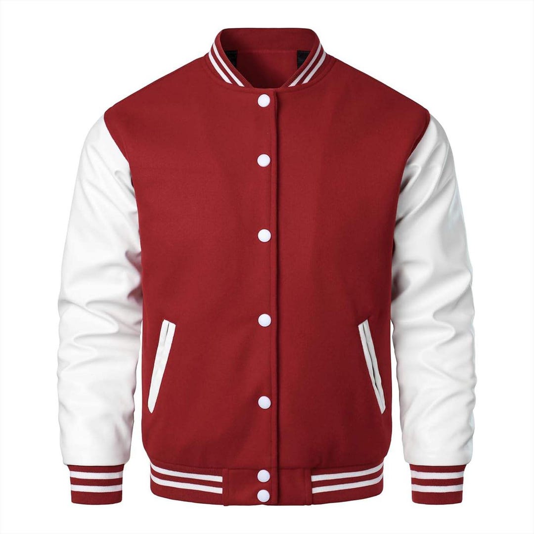 Wine Red and White Varsity Jacket Unisex College Letterman Jacket - Etsy
