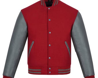 Black and White Varsity Jacket Wool Body and Leather Arms Letterman Jacket- Wool Blank Letterman ...