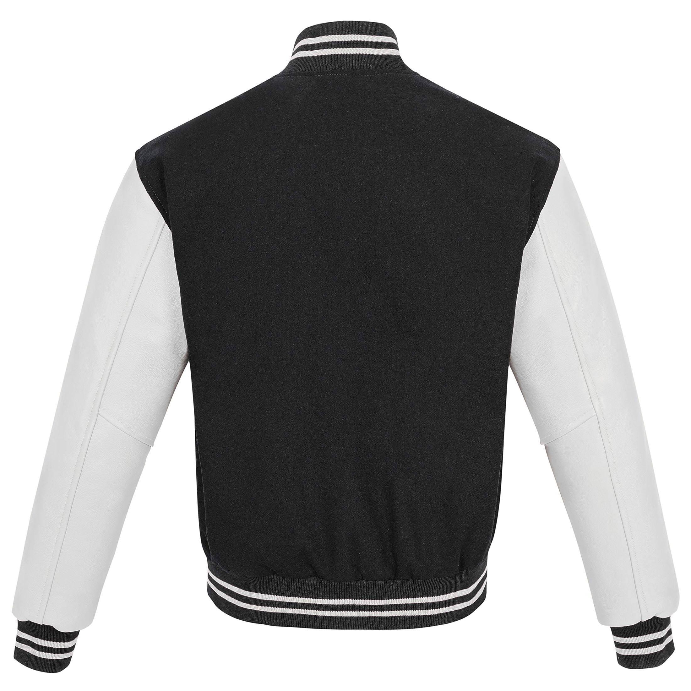 Black and White Varsity Jacket Wool Body and Leather Arms Letterman ...