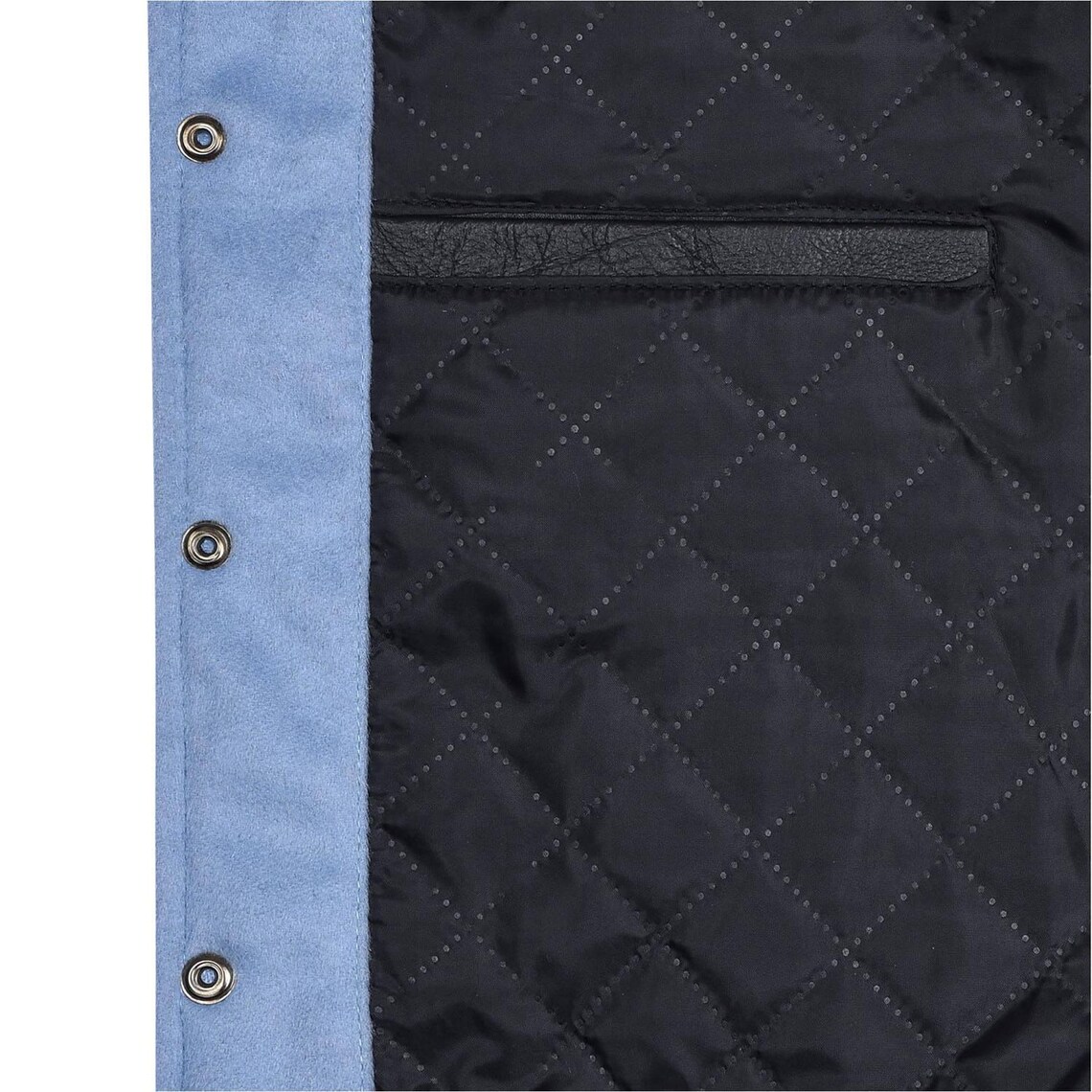 Sky Blue and White Varsity Jacket Men Blank Letterman Jacket in Sky ...