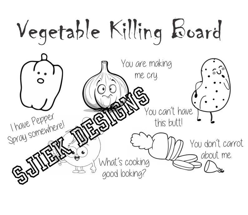Vegetable Killing/murder Cutting Board BUNDLE Lasercut File DXF,PNG and ...