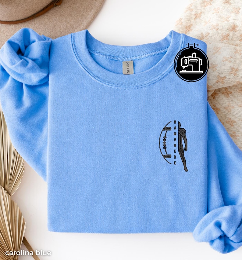 Embroidered Football Customized Sweatshirt, Game Day Crewneck, Football ...