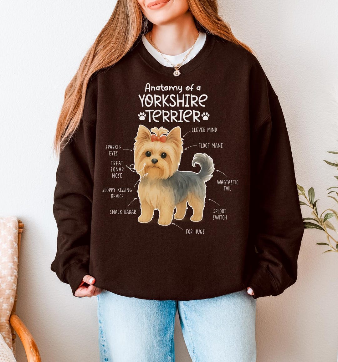 Anatomy of A Yorkshire Terrier Sweatshirt, Dog Yorkie Mom Dad Tee ...