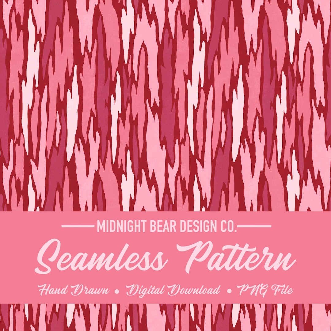 Pink Bark Camo Seamless Pattern, Coquette Timber Camouflage, Hunting ...