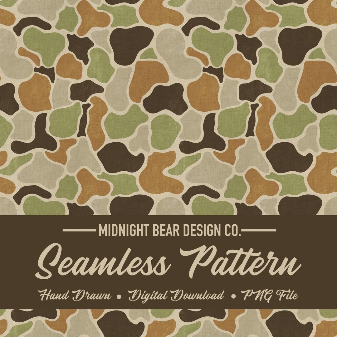 Woodland Duck Camo Seamless Pattern, Vintage Hunting Camouflage Design ...