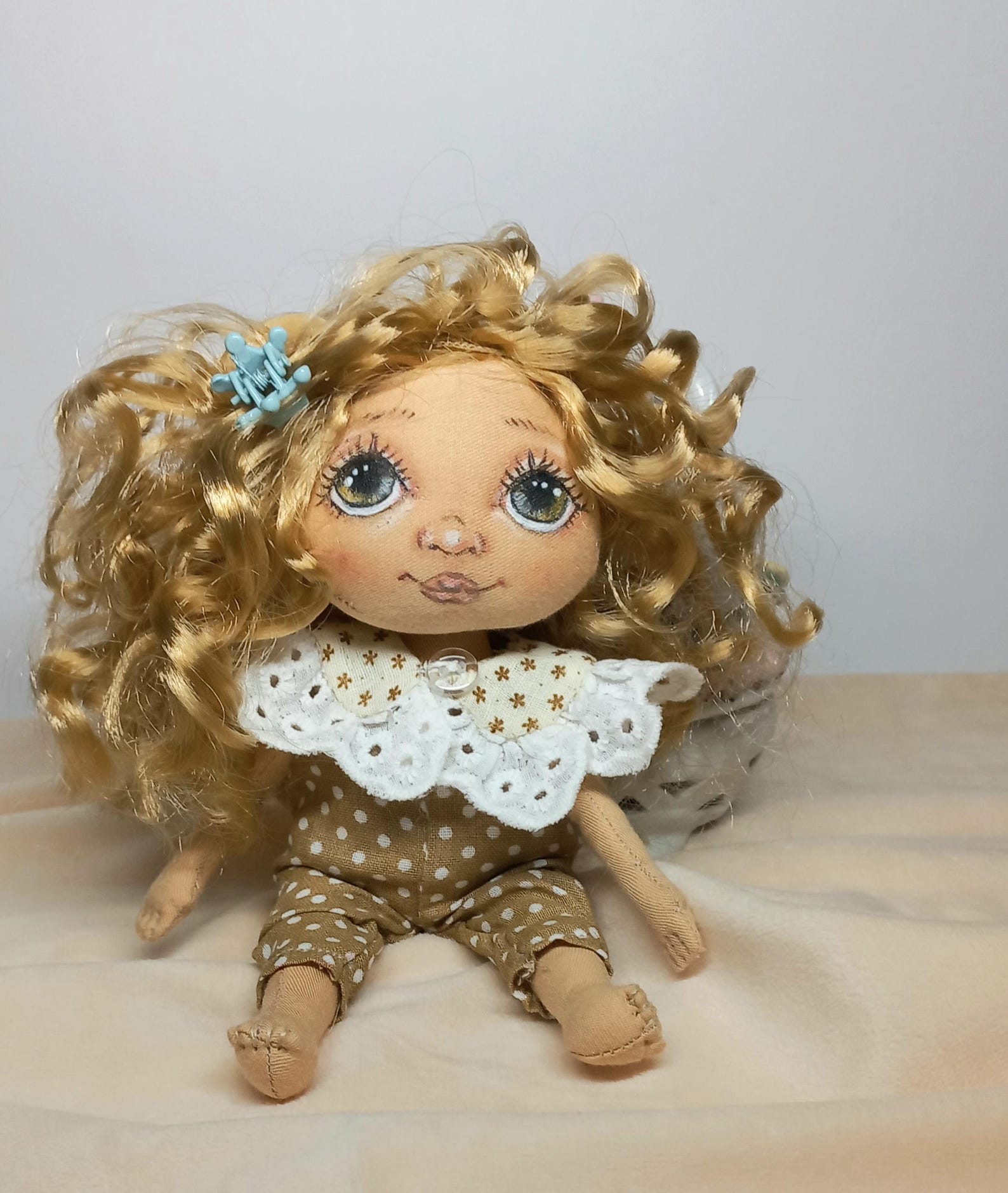 Handmade Cloth Art Doll: Pocket Textile Doll With Hand-painted Face - Etsy