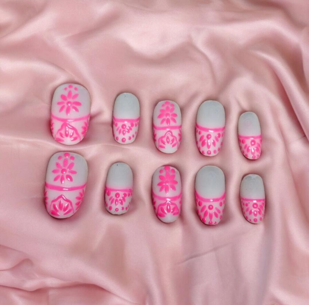 Pink Clase Azul Inspired Nails - Etsy