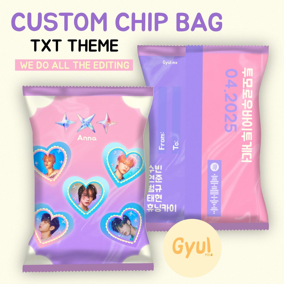 TXT Chip Bags, Kpop Chip Bag, Printable Chip Bag, TXT, Korean Band ...