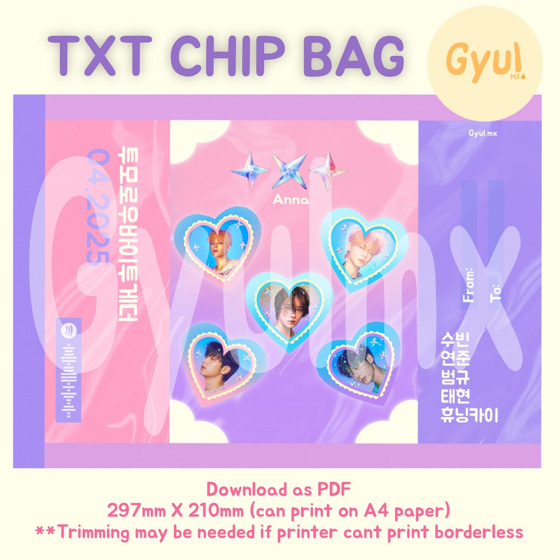 TXT Chip Bags, Kpop Chip Bag, Printable Chip Bag, TXT, Korean Band ...