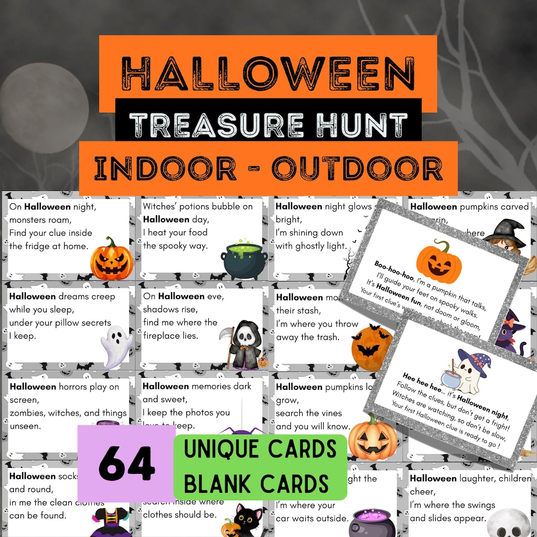 Indoor Halloween Treasure Hunt, Outdoor Halloween Scavenger Hunt ...