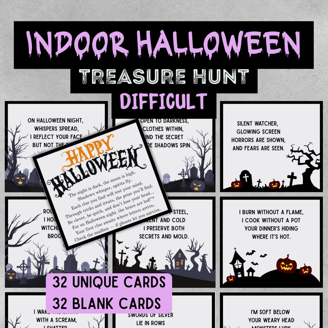 Halloween Treasure Hunt, Indoor Halloween Scavenger Hunt, Halloween ...