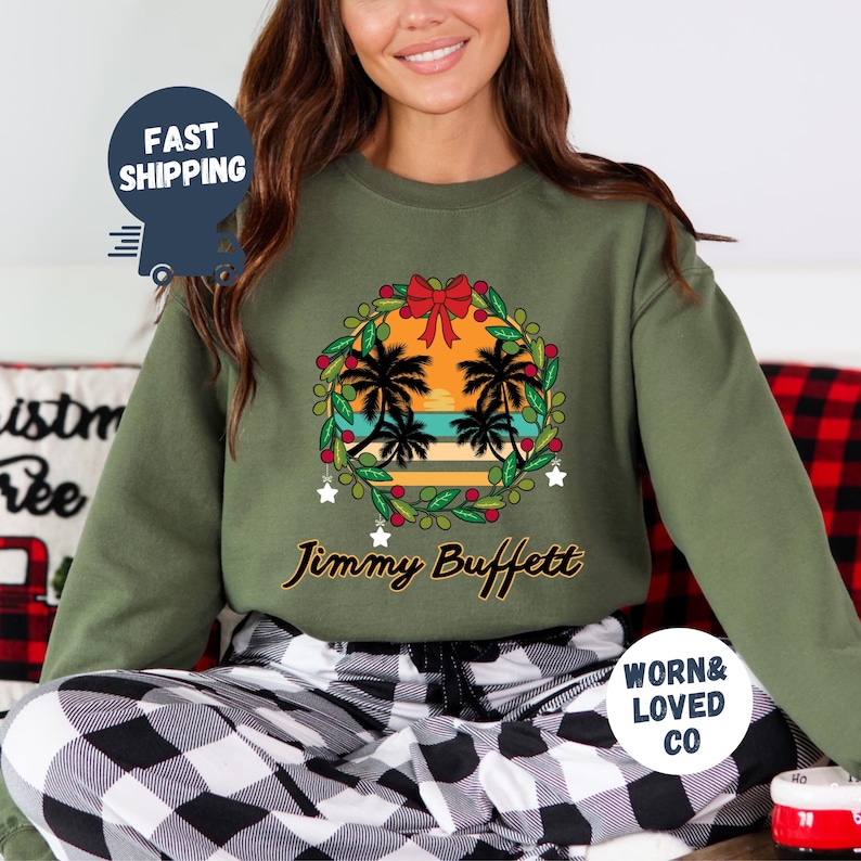 Retro in Memory of Jimmy Buffett Christmas Sweatshirt, Parrothead ...