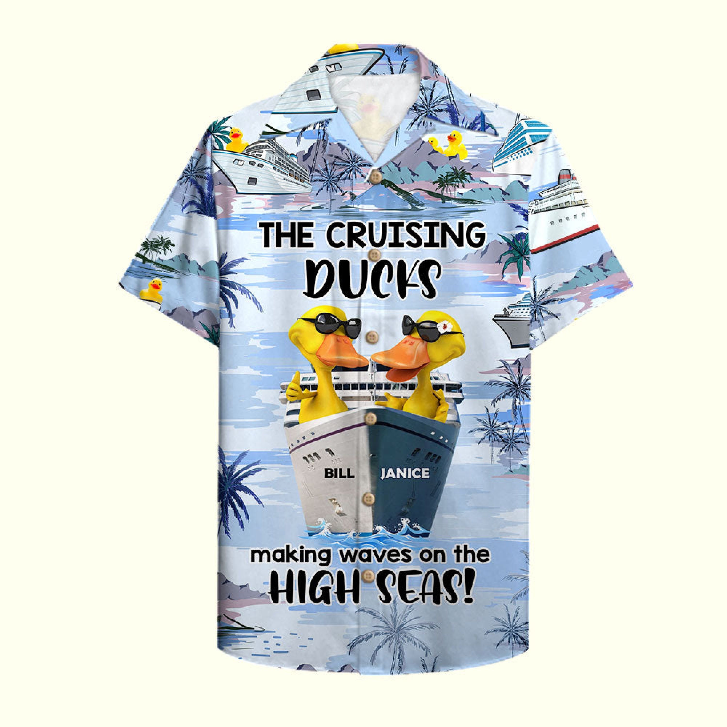 Cruising Duck Hawaiian Shirt - Pontoon Boat & Duck Pattern sold by ...
