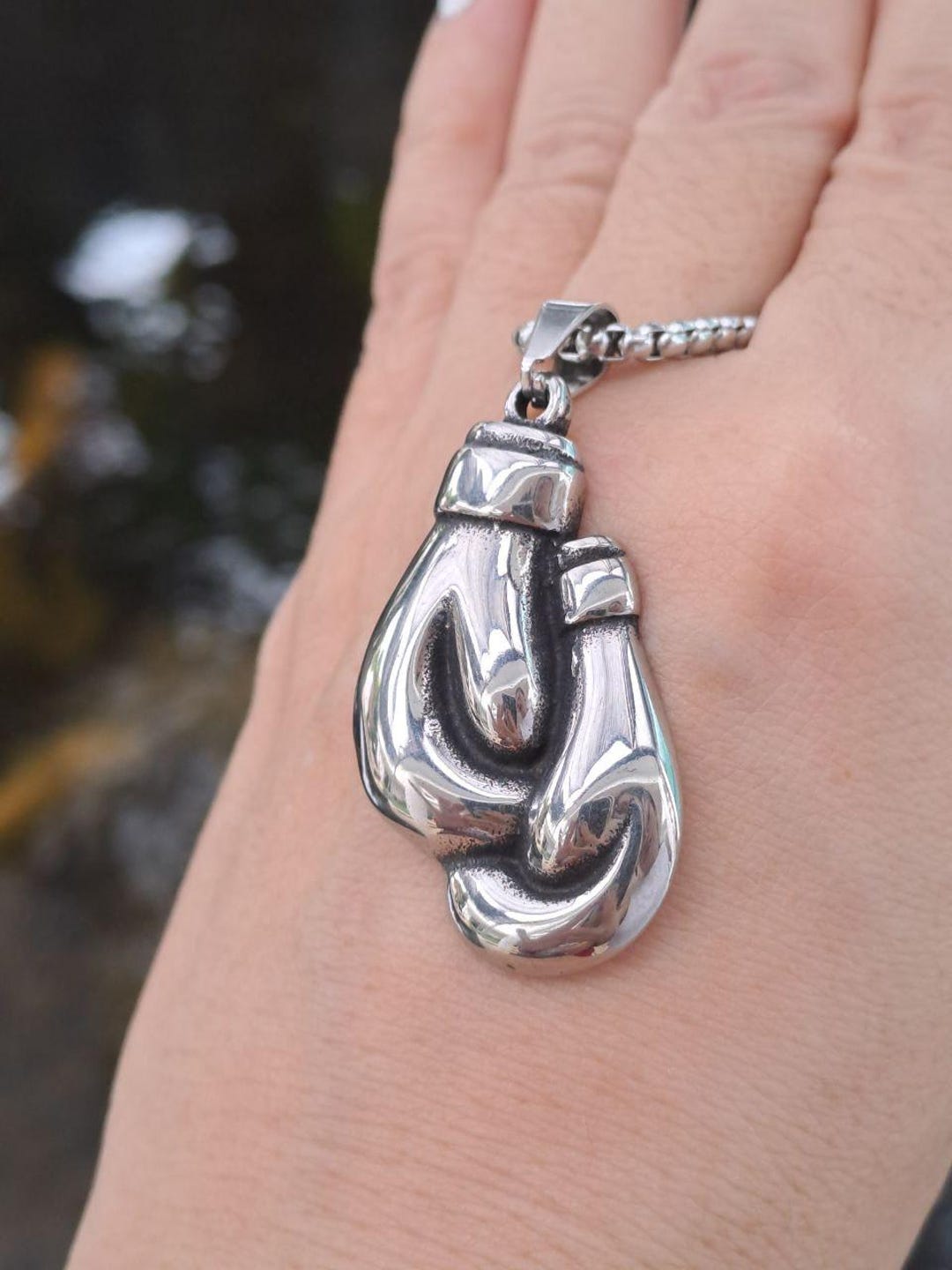Boxing Glove Necklace in Stainless Steel, Fighter Necklace Design, Gift ...