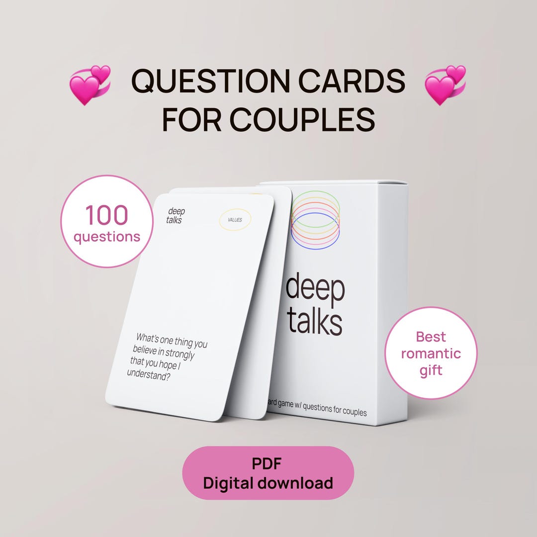 DEEP TALKS Conversation Card Game | Psychological Questions for Couples | Icebreaker & Get to ...