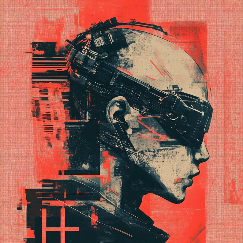 Cyberpunk Typography Poster - Futuristic Minimal Japanese Kanji Print ...