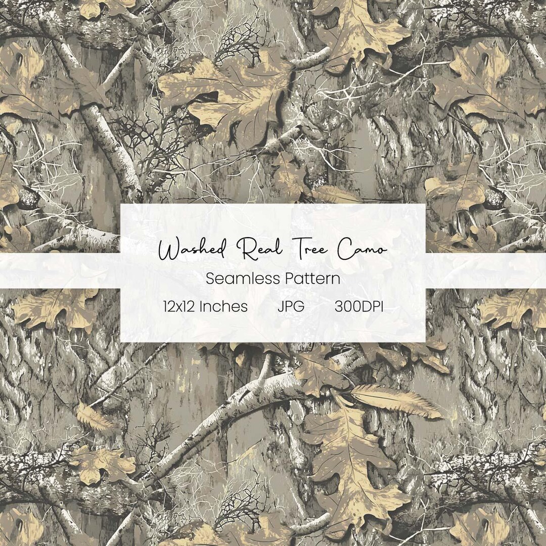Washed Real Tree Camo Seamless Pattern | Vintage Hunting Digital Paper ...