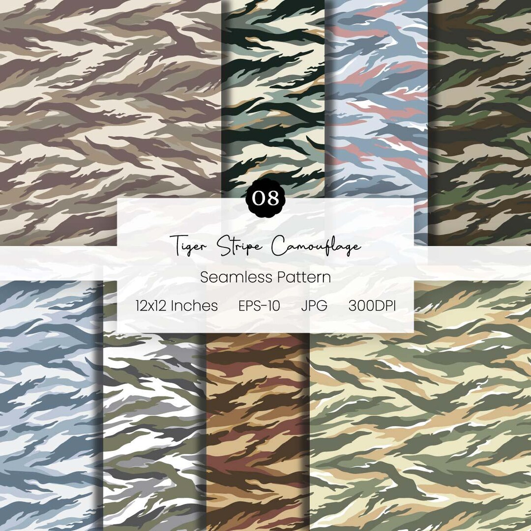 Tiger Stripe Camouflage Seamless Pattern | Military Camo Digital Paper ...
