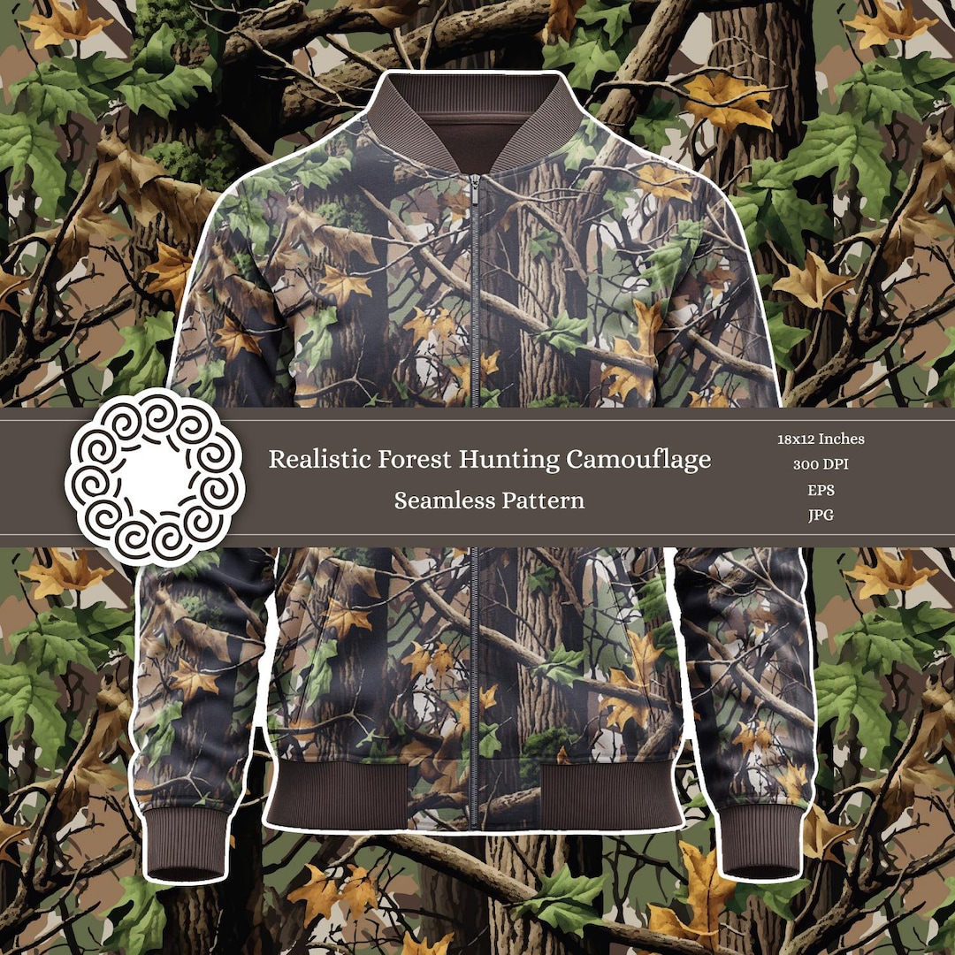 Realistic Forest Hunting Camouflage Seamless Pattern | Tree Camouflage ...