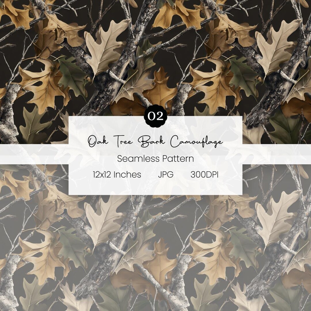 Oak Tree Bark Camo Seamless Pattern | Washed Effect Hunting Digital ...