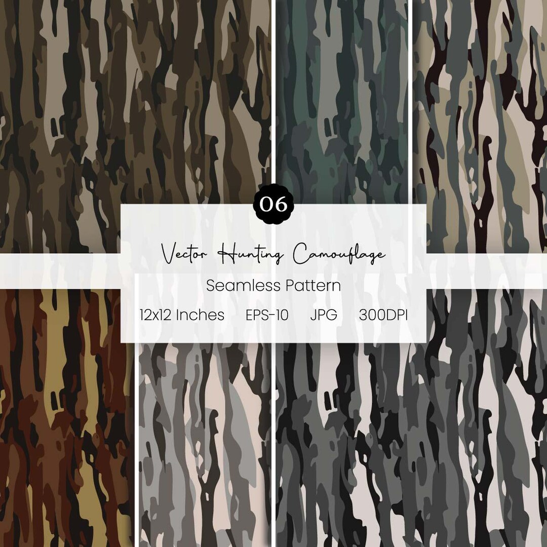 Vector Hunting Camouflage Seamless Pattern | Abstract Tree Bark Camo ...