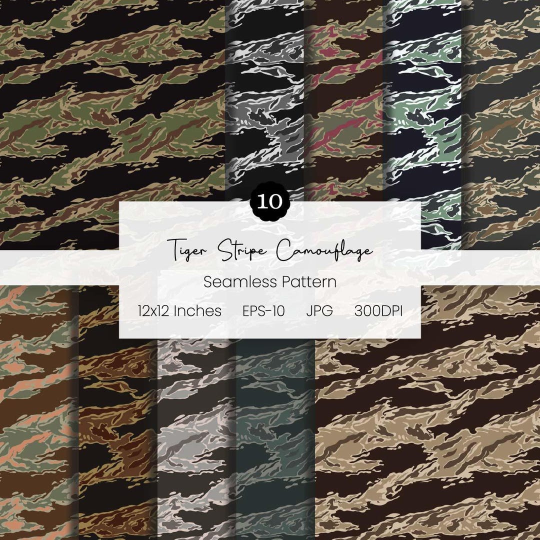 Tiger Stripe Camouflage Seamless Pattern | Vector Military Camo Digital ...