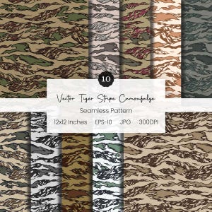 Tiger Stripe Camouflage Background | Seamless Pattern | Vector ...