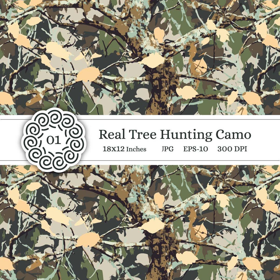 Real Tree Hunting Camouflage Background | Vector Tree Pattern | Digital ...