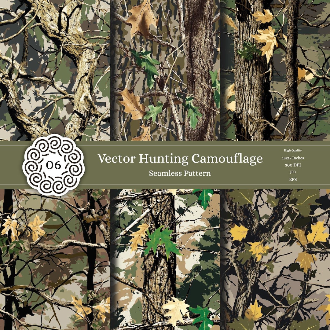 06 Hunting Camouflage Designs | Seamless Pattern | Woodland Camouflage ...