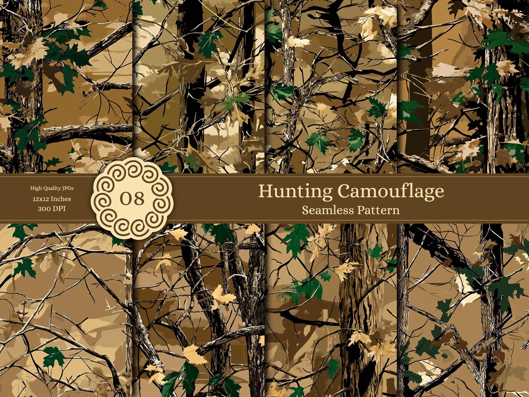 08 Hunting Camouflage Seamless Pattern Designs | Realistic Forest ...