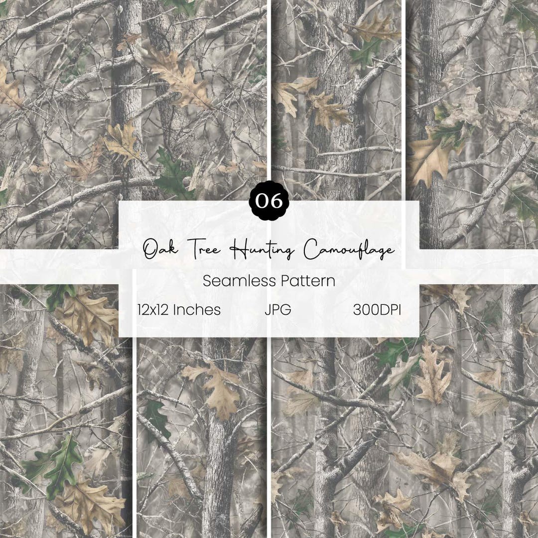 Oak Tree Hunting Camo Seamless Pattern Bundle | 6 Woodland Digital ...