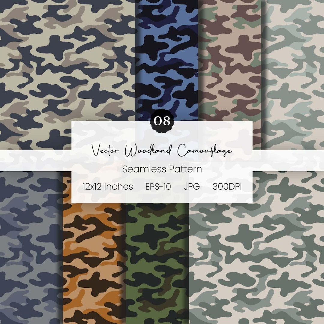 Vector Woodland Camouflage Digital Paper | Seamless Tactical Camo ...