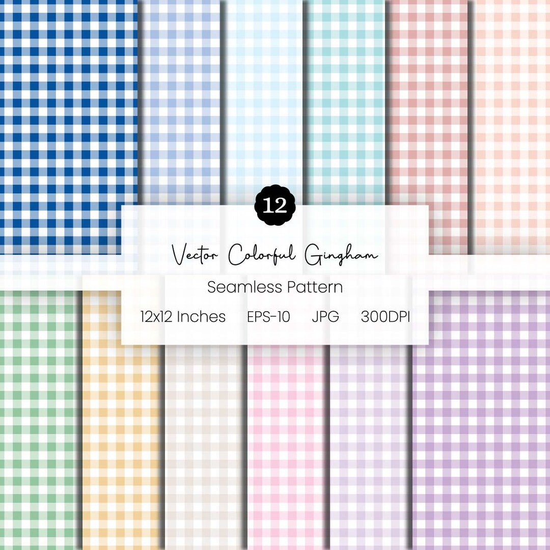 Vector Colorful Gingham Digital Paper | Seamless Plaid Pattern Bundle ...