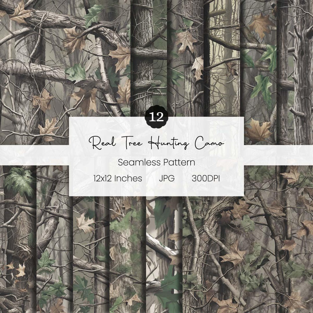 Washed Real Tree Hunting Camouflage Design | Seamless Pattern ...