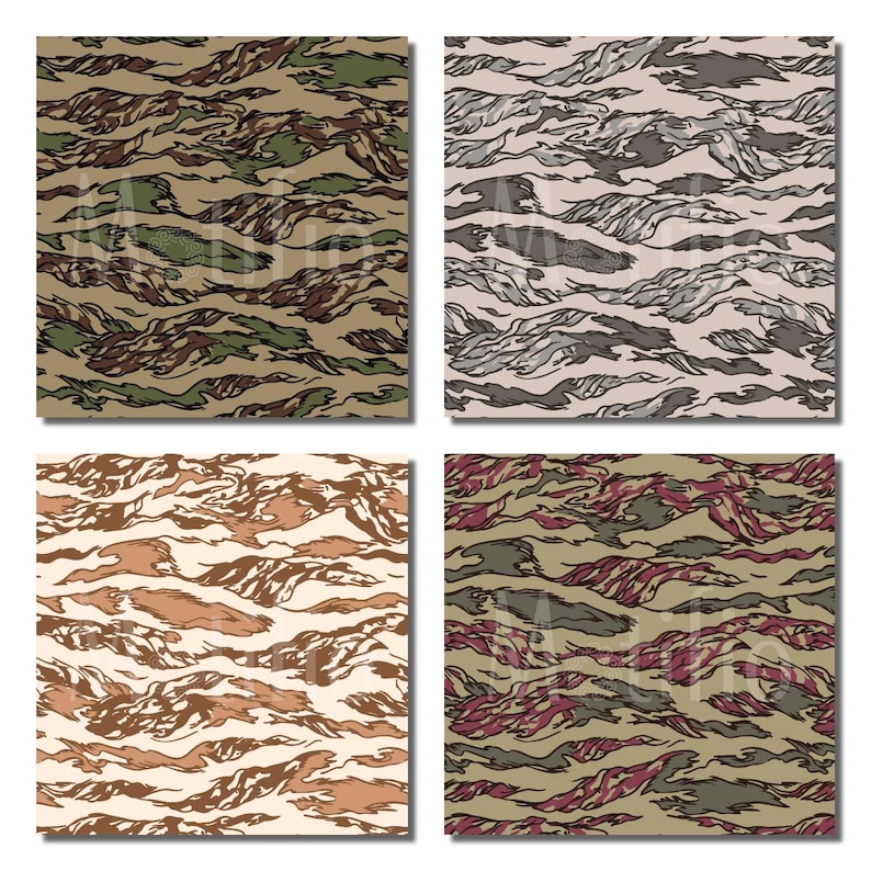 Tiger Stripe Camouflage Background | Seamless Pattern | Vector ...