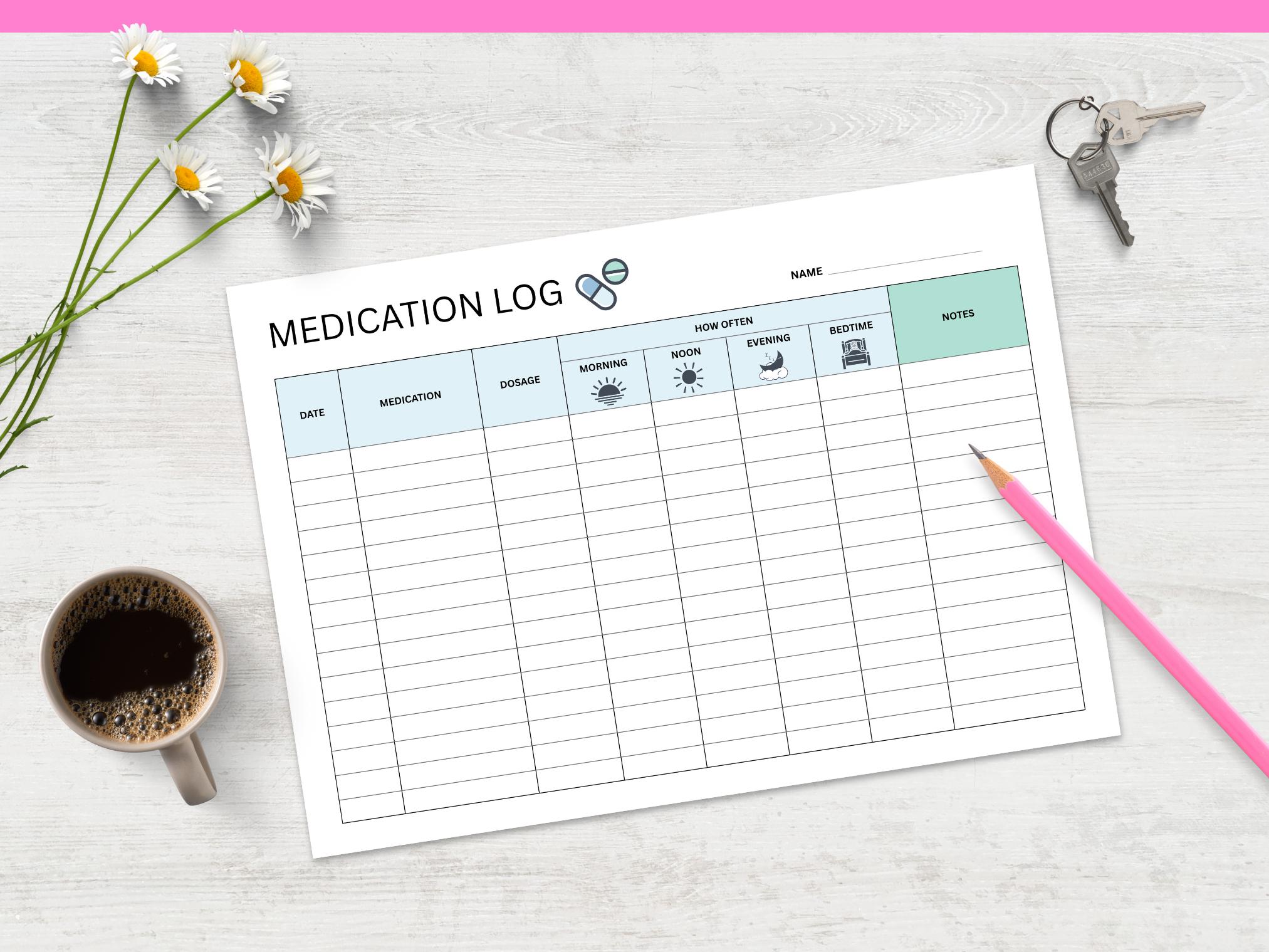 Medication Tracker. Medication Chart. Medication Log. Supplements ...
